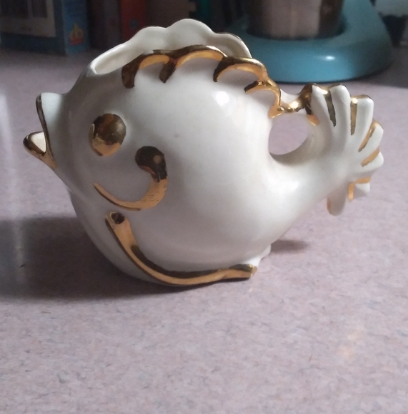 Vintage | Art | Vintage White Gold Enamel Fish Figurine | Poshmark